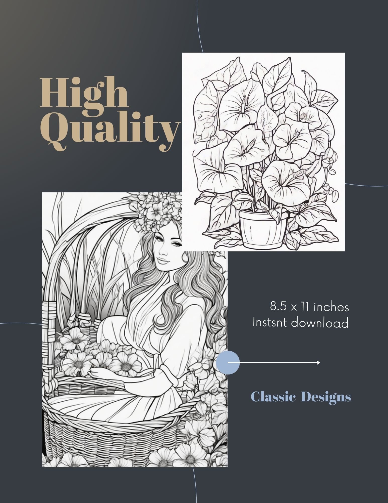 Floral Coloring Book for Kids and Adults, Relaxing and Stress-relieving ...