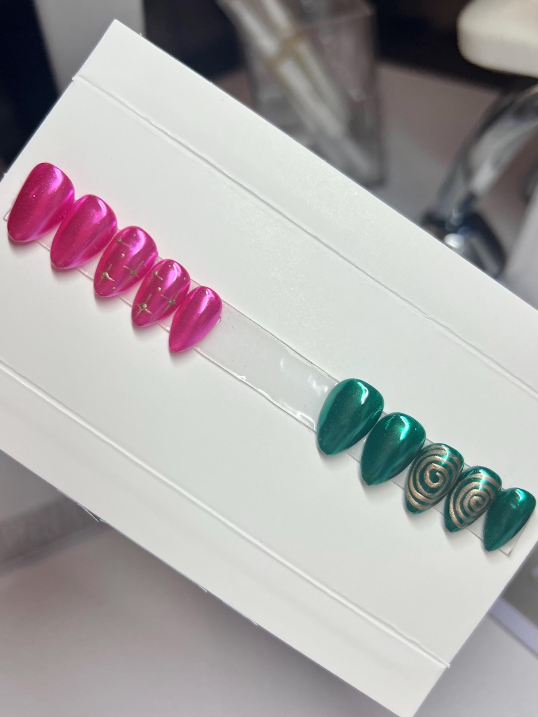 Luxury Hand Painted Press on Nails Wicked Movie Elphaba Glinda Inspired ...