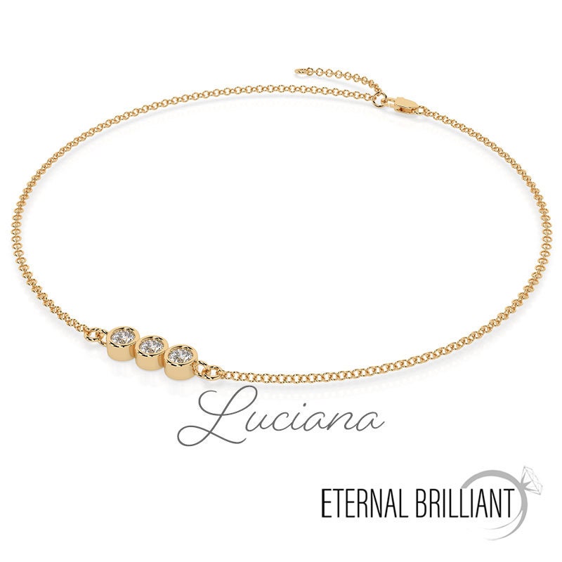The Luciana Three-stone Natural Diamond Necklace Round Brilliant Cut ...