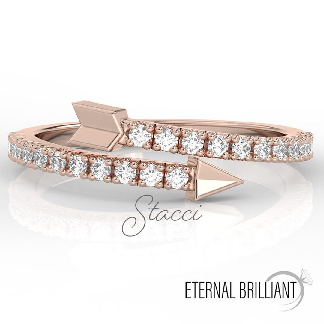 The Stacci Natural or Lab-grown Diamond Round Cut Band Ring Arrow ...
