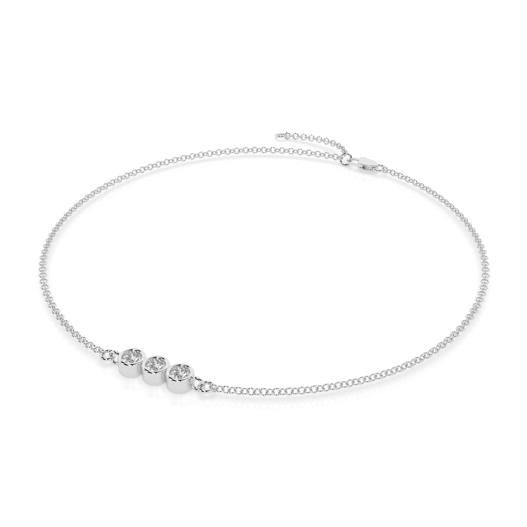 The Luciana Three-stone Natural Diamond Necklace Round Brilliant Cut ...