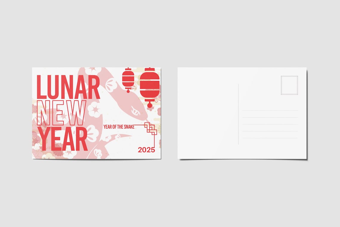 Lunar New Year 2025 Postcard Set 7 Cards Year of the Snake - Etsy