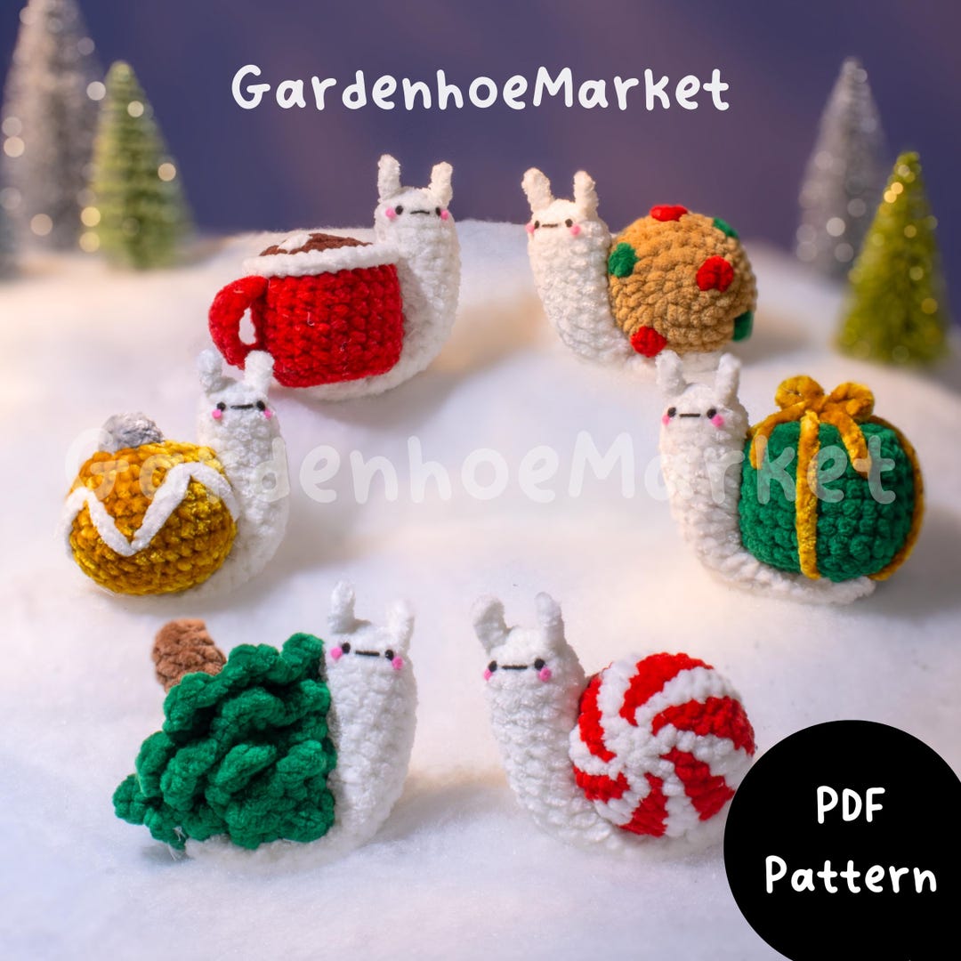 Christmas Snails Bundle - 6 in 1 PDF Christmas Crochet Pattern Bundle ...