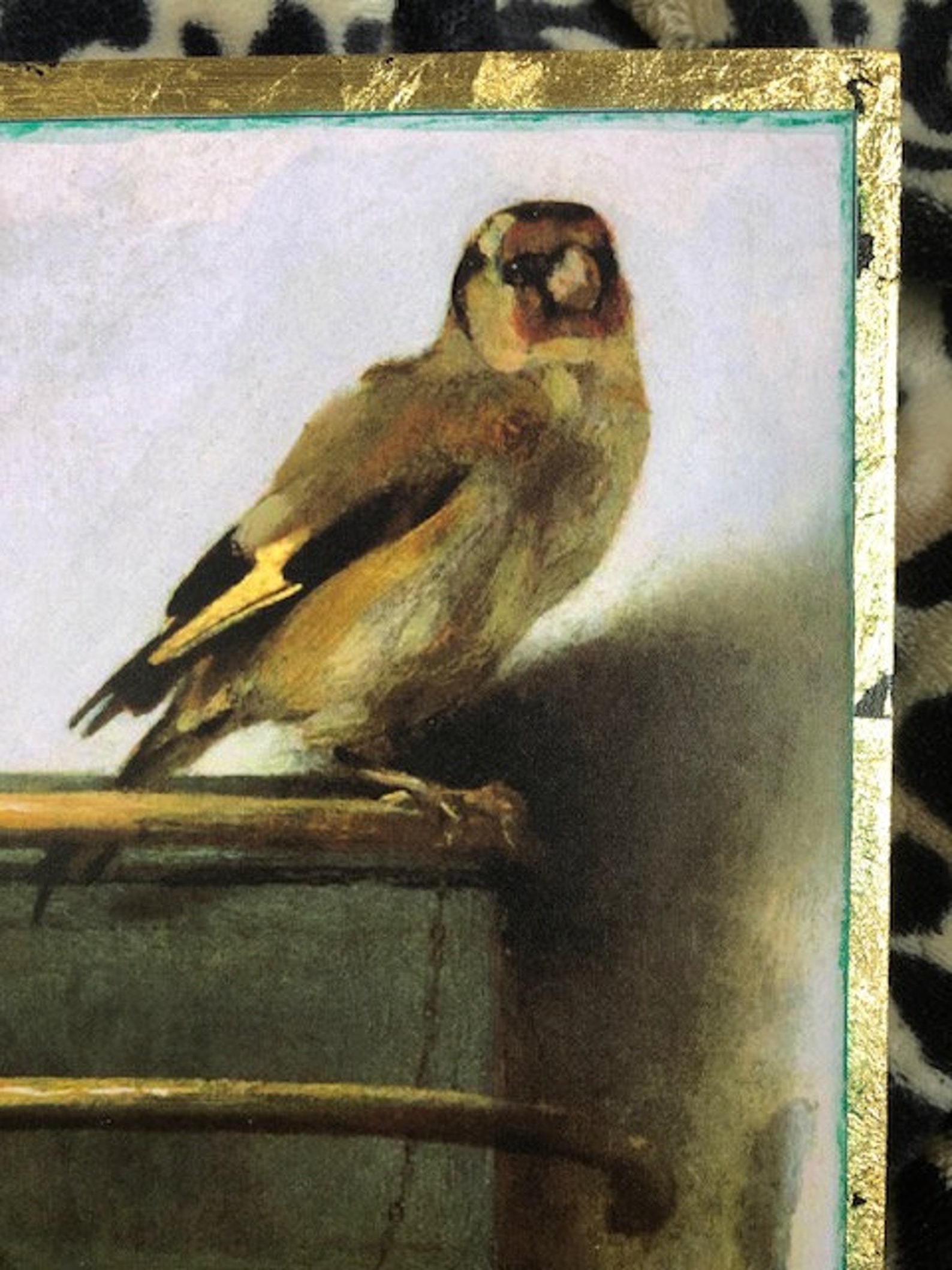 Art Print Vintage Look the Finch Wooden Panel 8"x8"x1.5" Gold Leaf Edge ...
