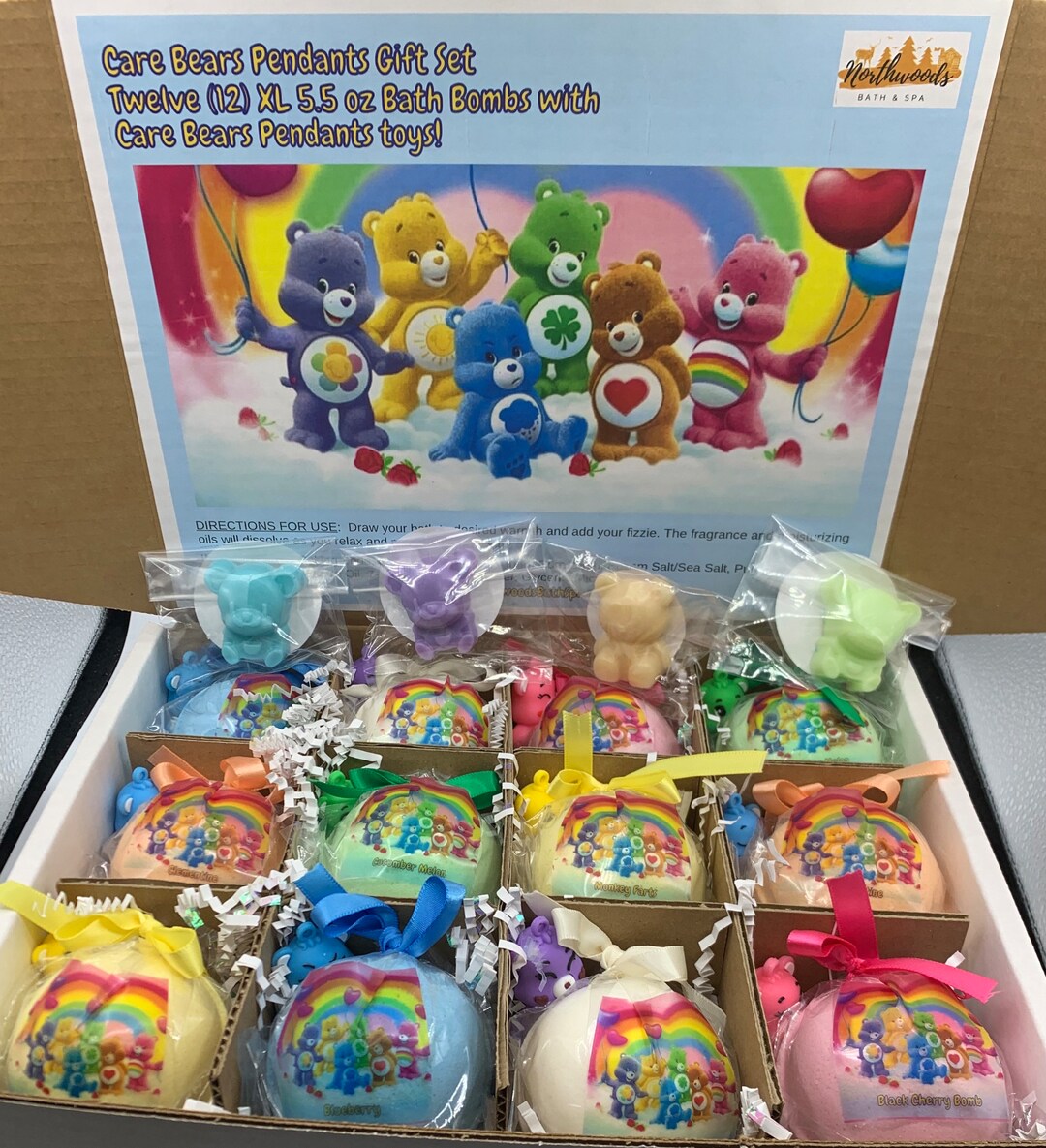 Large Care Bears Pendants 12-pack XL 5.5 Oz Bath Bomb Gift Set for Kids ...