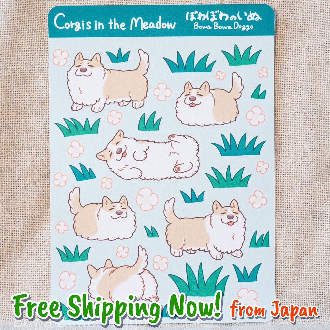 Sticker Sheet of Corgis in Flowers, for Bullet Journal Deco, Corgi Gift ...