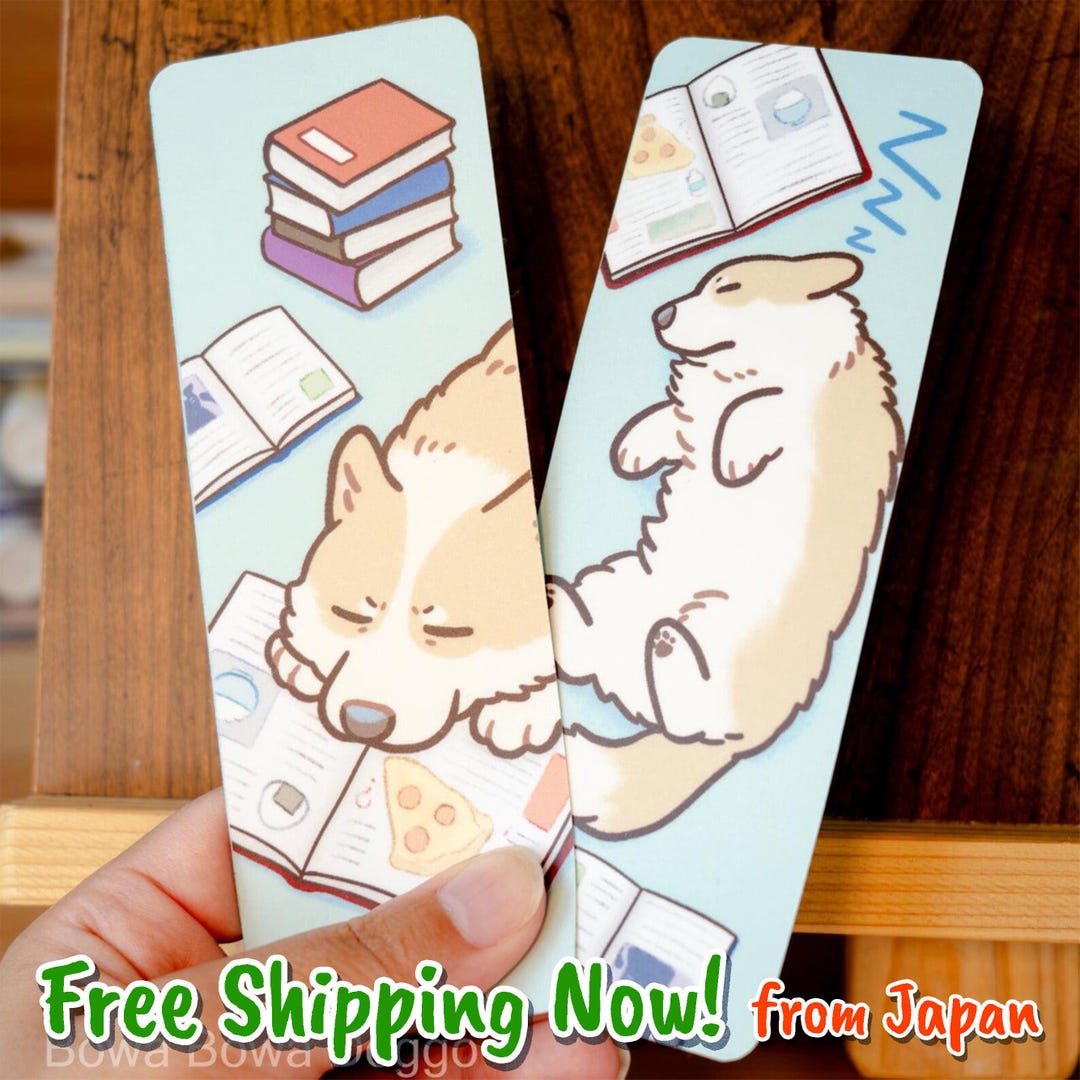 Bookmark: Studying Corgi | Cute Corgi Bookmark, Sleeping Dog With Books ...