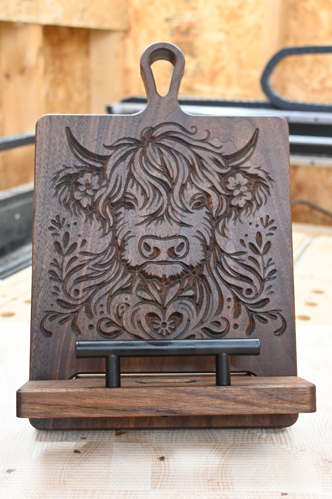 Wooden Cookbook Holder | Handmade Adjustable Tablet Stand | Wood Cook ...