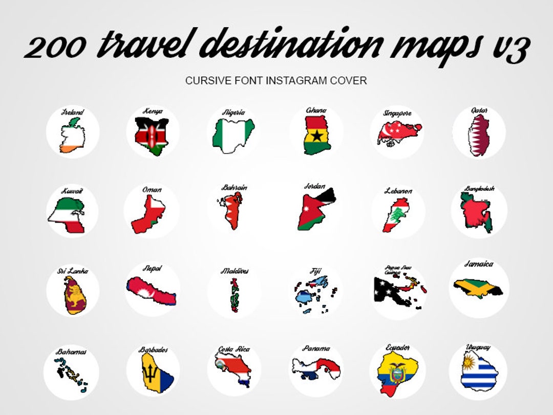 Instagram Highlight Covers | INSTANT DOWNLOAD | 200 Travel Destination ...