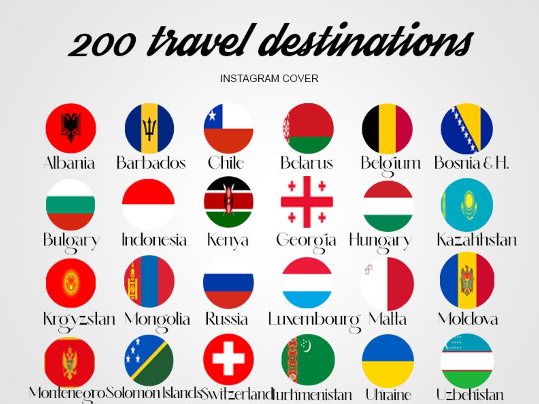 Instagram Highlight Covers | INSTANT DOWNLOAD | 200 Travel Destinations ...