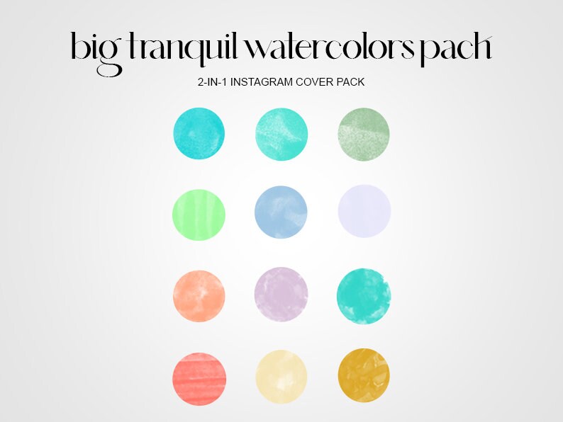 Instagram Highlight Covers | INSTANT DOWNLOAD | Big Tranquil Watercolor ...