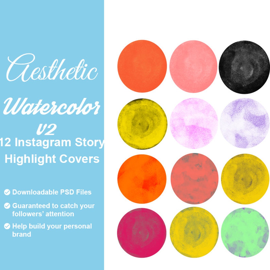 Instagram Highlight Covers INSTANT DOWNLOAD Aesthetic Watercolor Highlight Cover Template V2 ...
