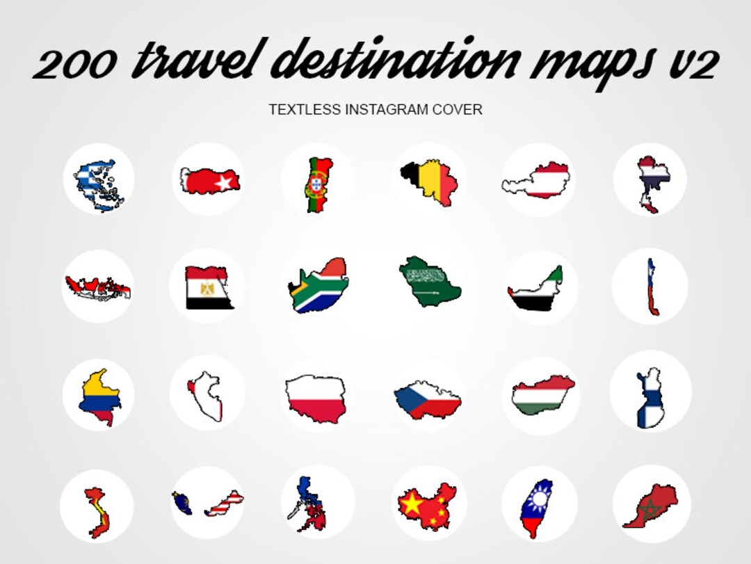 Instagram Highlight Covers | INSTANT DOWNLOAD | 200 Travel Destination ...