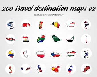 Instagram Highlight Covers | INSTANT DOWNLOAD | 200 Travel Destinations ...