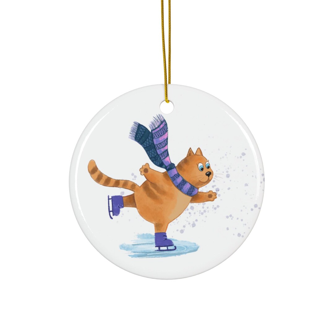 Funny Ginger Cat on Ice – Ceramic Decoration - Etsy
