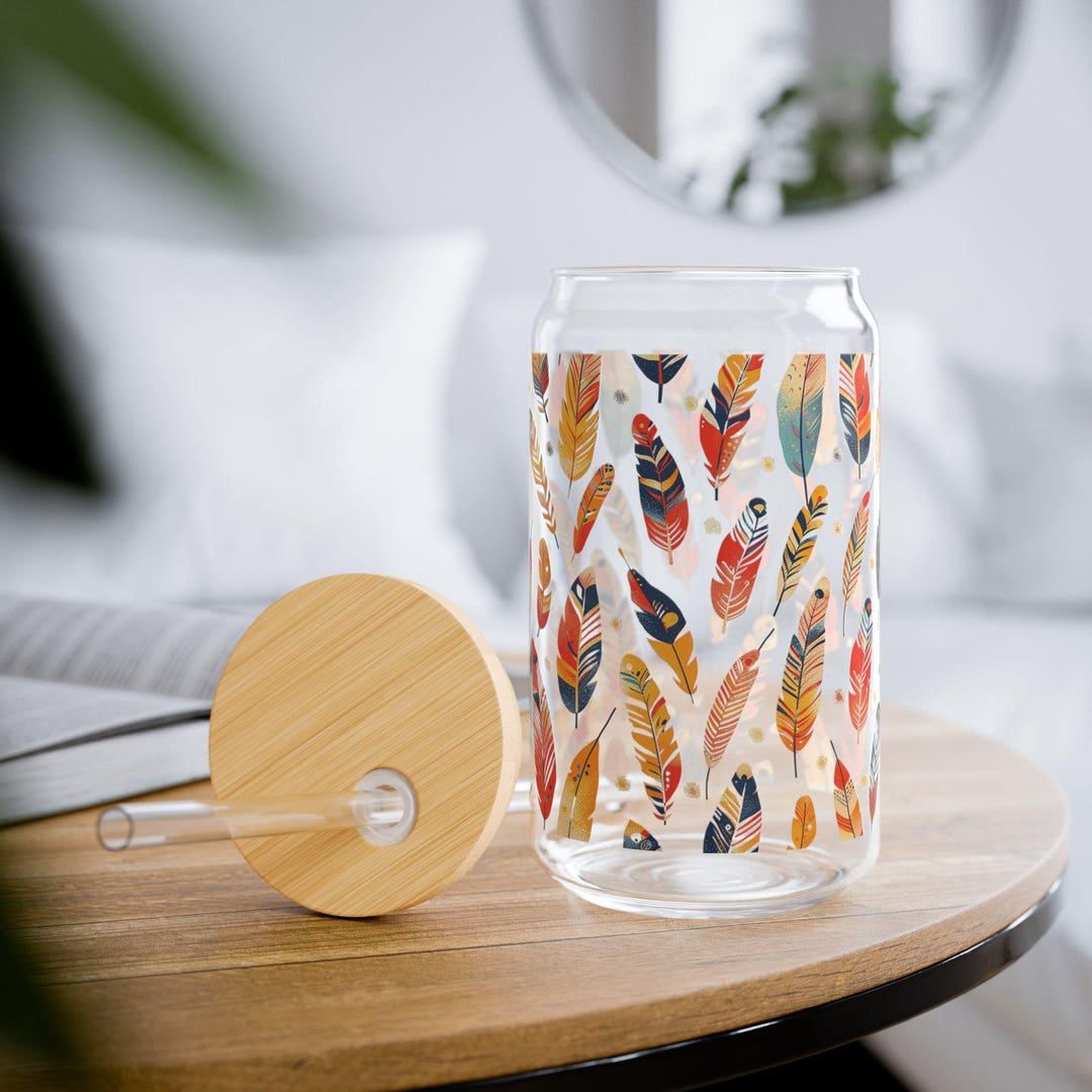 Boho Ethnic Arrow Glass Cup, Tribal Design Glass Tumbler, Southwest ...