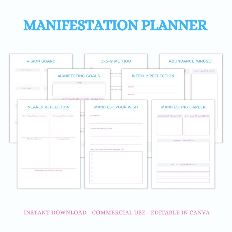 Manifestation Planner Goal Setting Planner Manifestation Journal ...