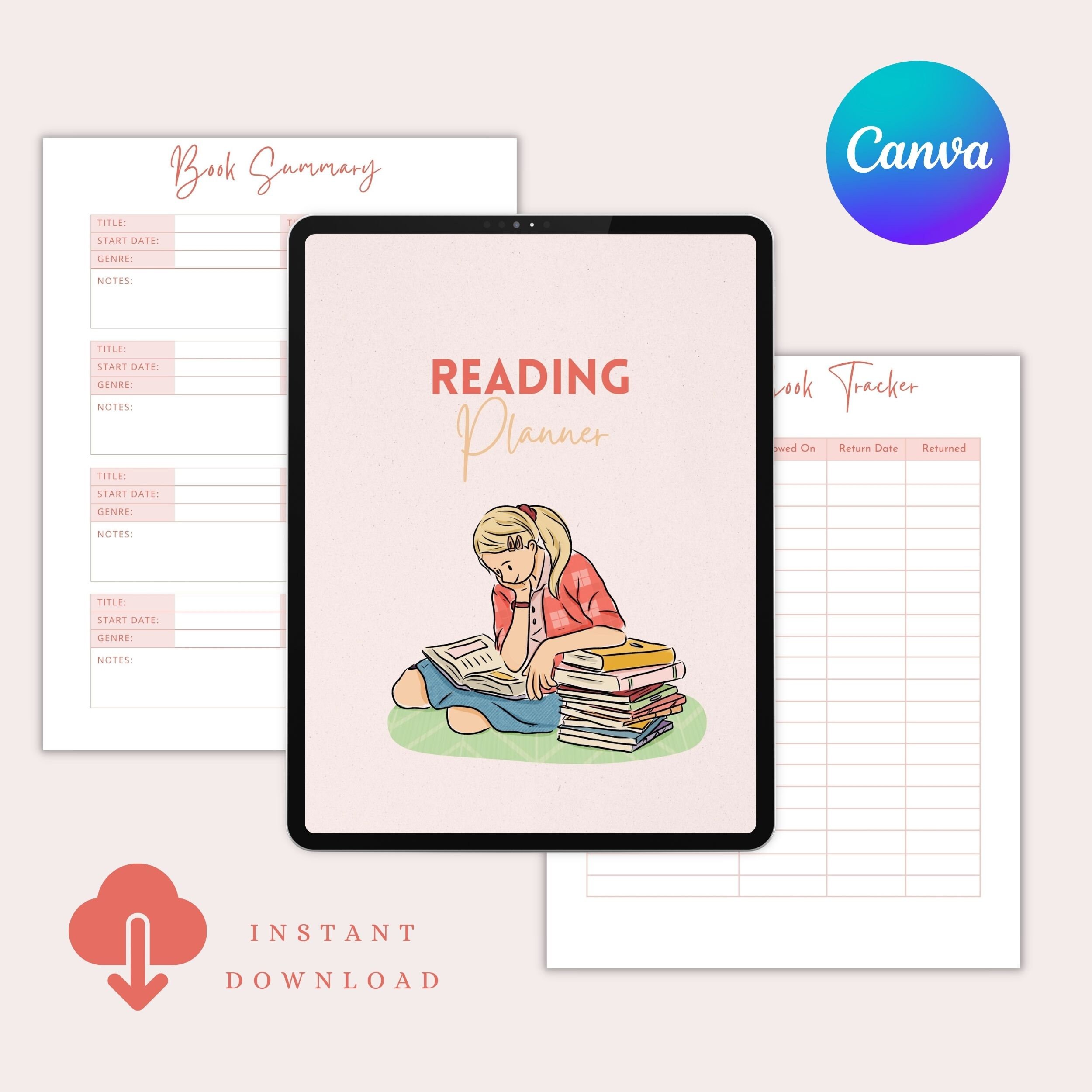 Reading Planner Book Tracker Journal Literary Organizer Bibliophile ...