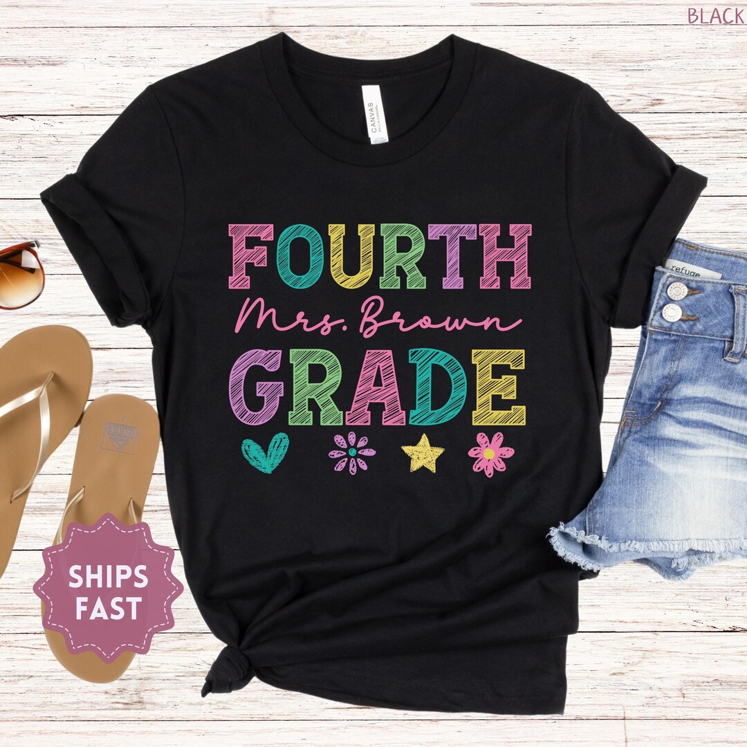 Personalized Fourth Grade Teacher Shirt, Back to School T-shirt, Custom ...