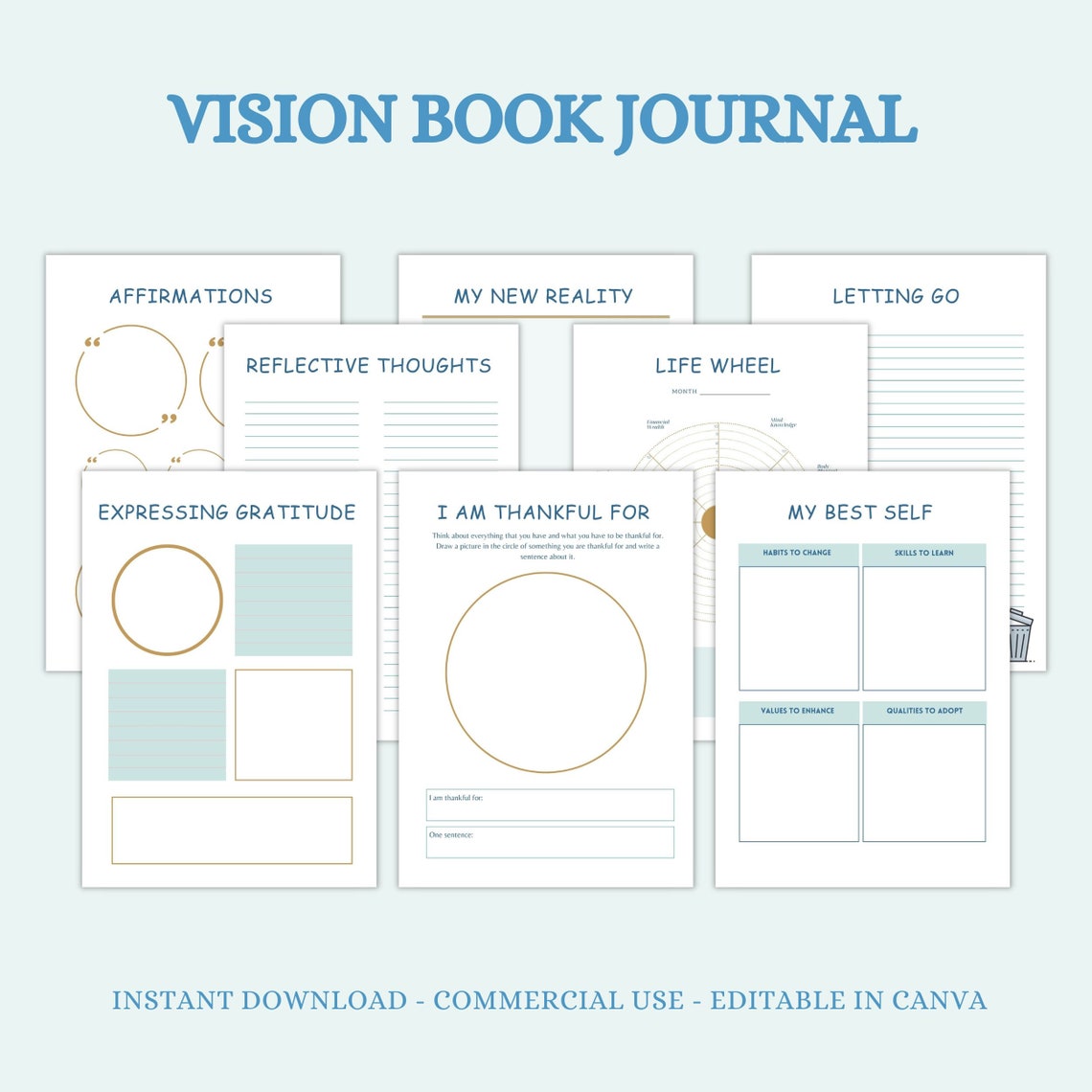 Vision Book Journal Printable Vision Log Planner Digital Download ...
