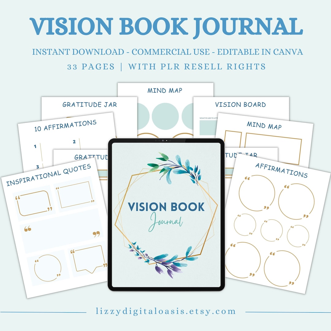 Vision Book Journal Printable Vision Log Planner Digital Download ...