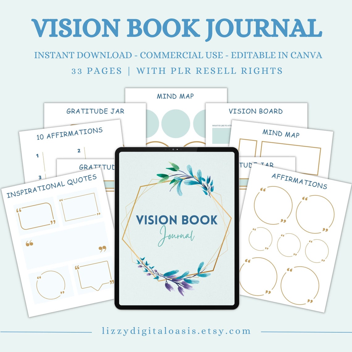 Vision Book Journal Printable Vision Log Planner Digital Download ...