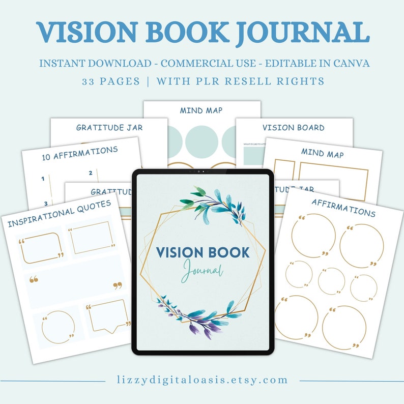 Vision Book Journal Printable Vision Log Planner Digital Download ...
