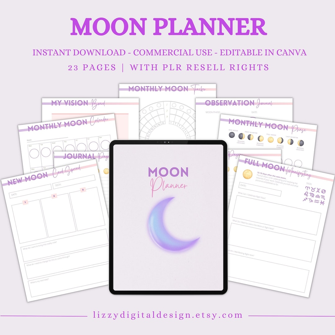 Moon Planner Moon Phases Tracker Moon Log Book Astrology Moon Calendar ...