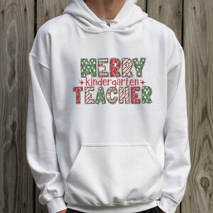 Kindergarten Teacher Sweatshirt Christmas Merry Teacher Shirt ...