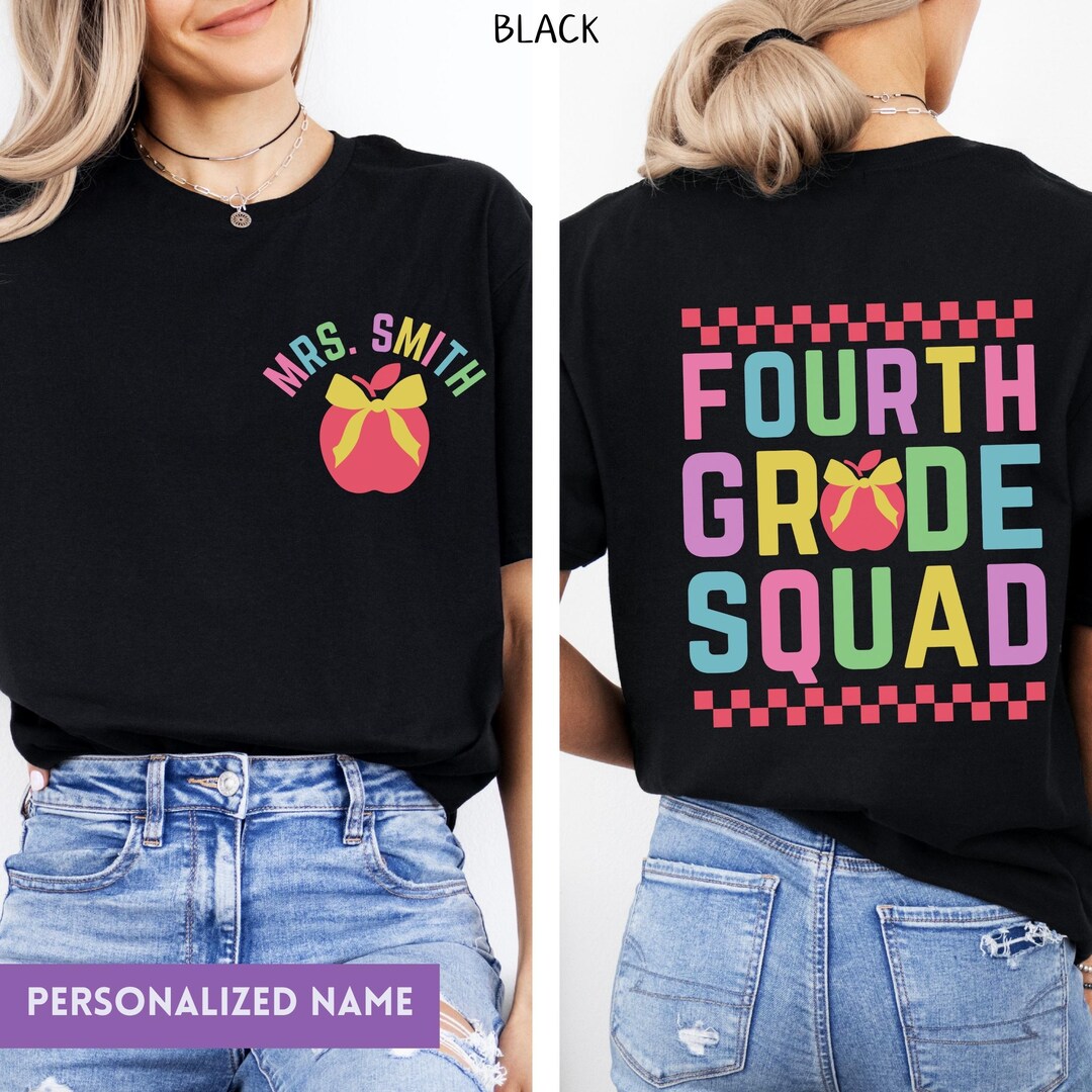 Fourth Grade Teacher Shirt, Custom Name 4th Grade Shirt, Personalized ...