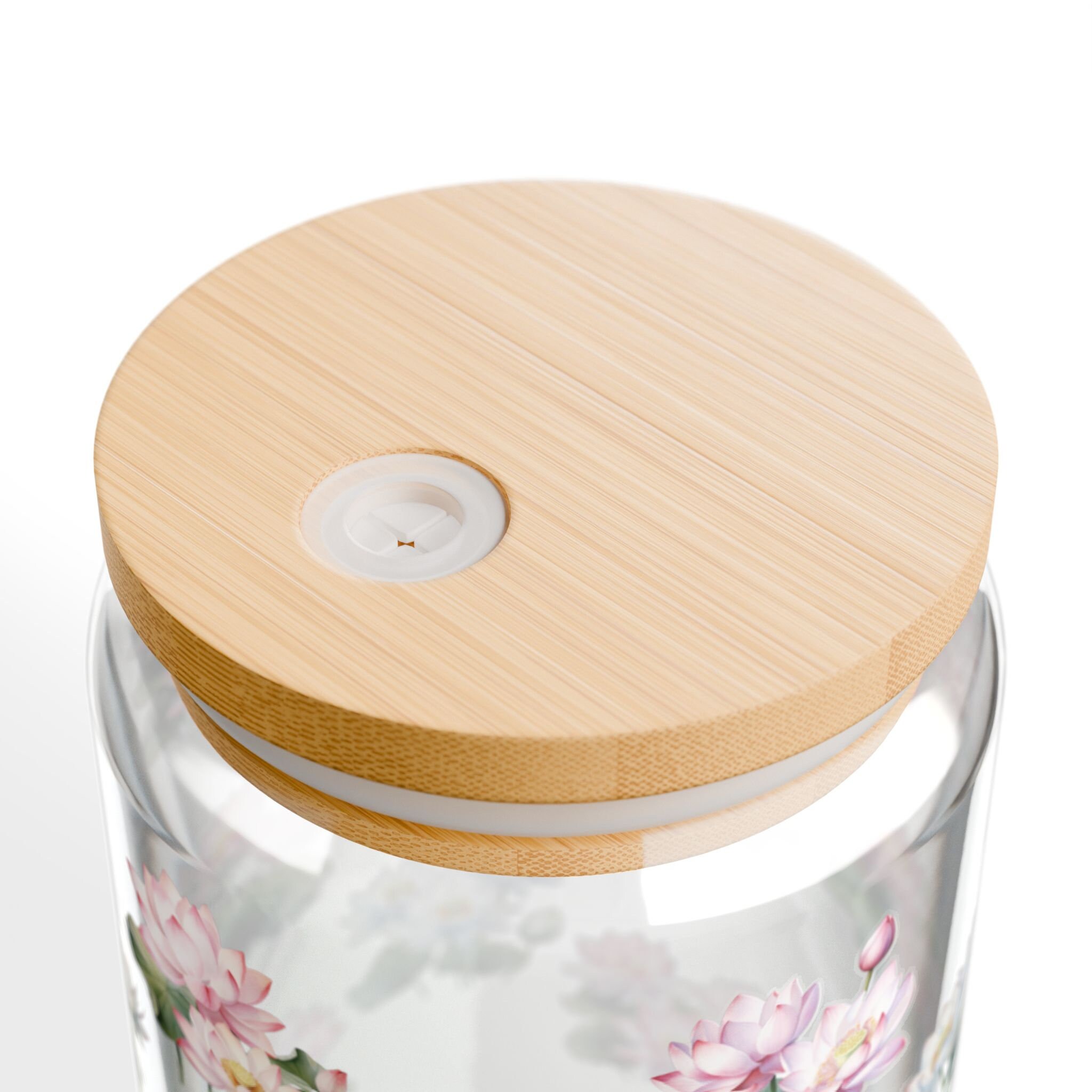 Lotus Iced Coffee Glass Can With Lid and Straw 16oz Lotus Flower Glass ...