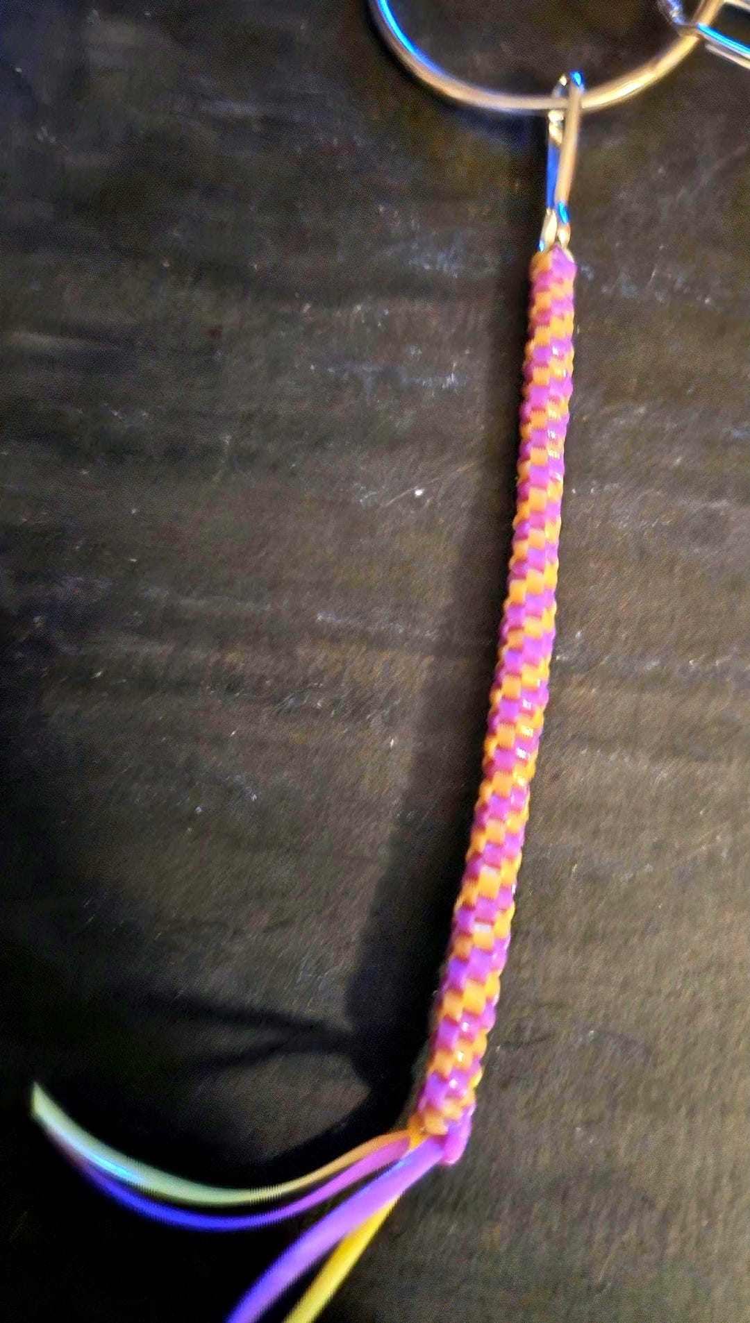 Purple Yellow Spiral Rexlace Boondoggle Gimp Lacing Plastic String Lanyard Keychain - Etsy