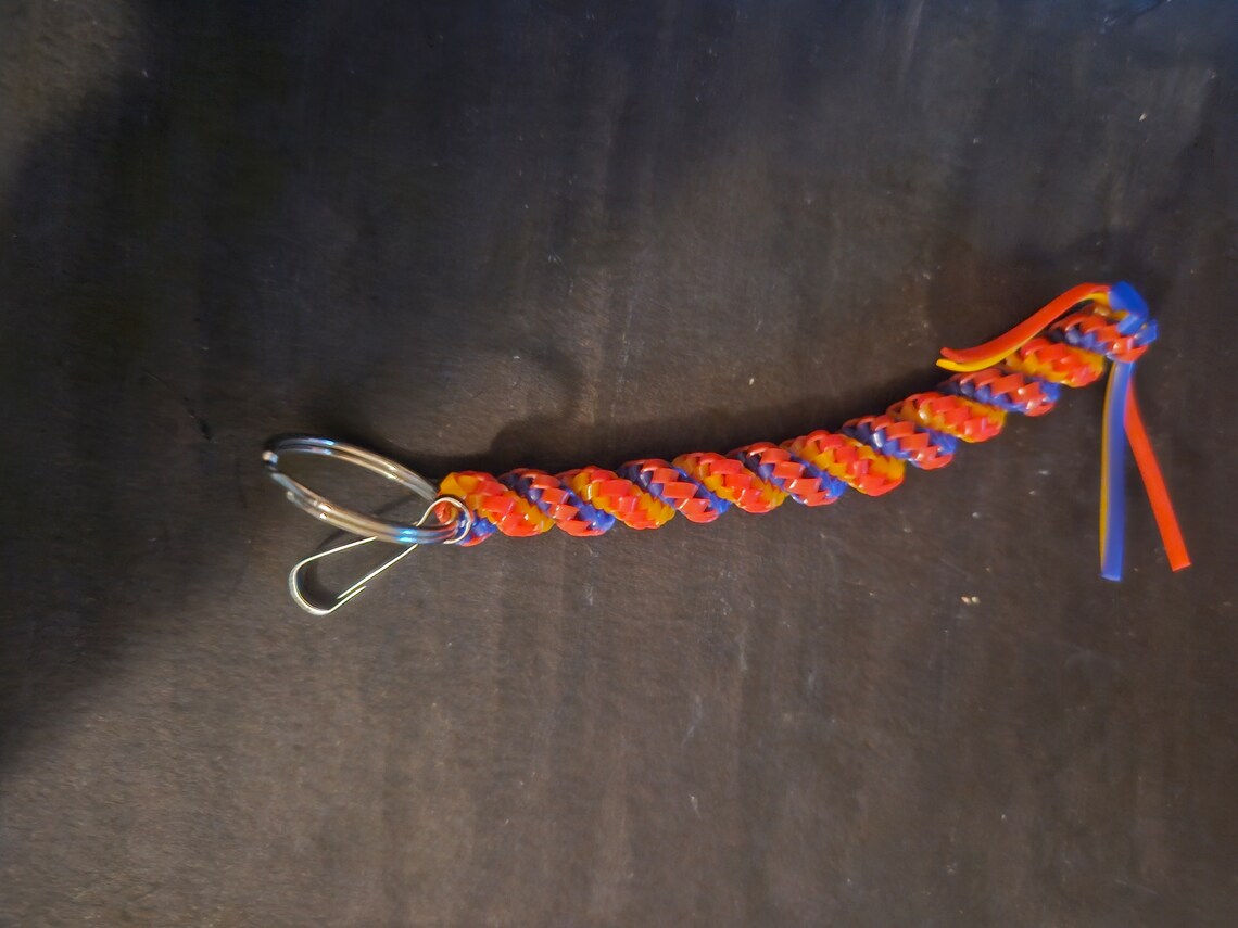 Red Blue Yellow Spiral Rexlace Boondoggle Gimp Lacing Plastic String Lanyard Keychain - Etsy
