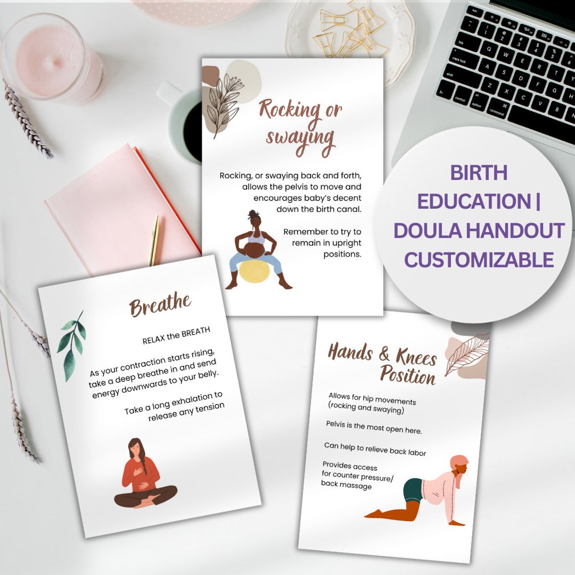 Labor Techniques Flash Cards Printable Cards for Labor Positive Birth ...