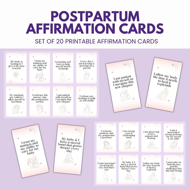 Postpartum Affirmation Cards | Positive Affirmations | Motherhood ...