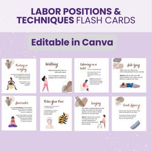 Labor Techniques Flash Cards Printable Cards for Labor Positive Birth ...