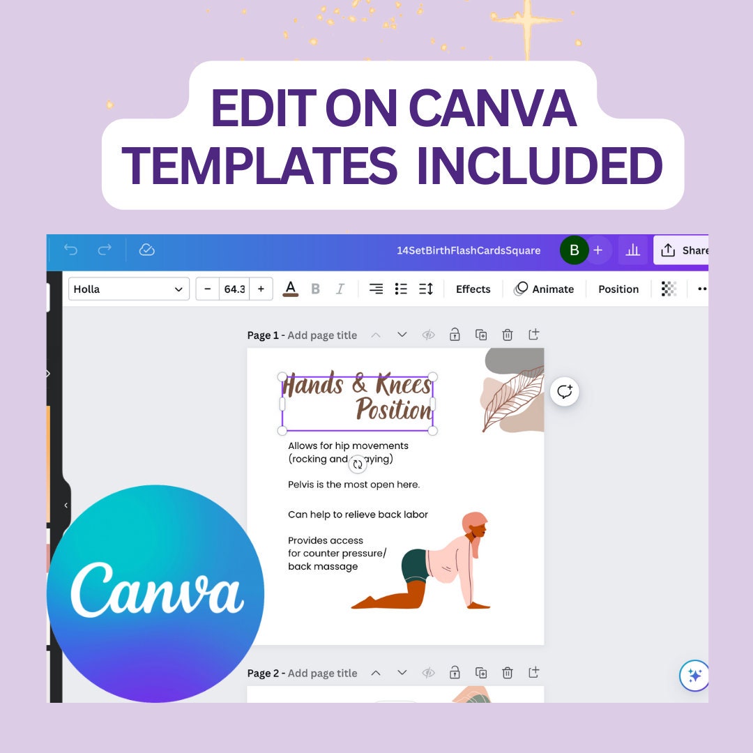 Labor Techniques Flash Cards Printable Cards for Labor Positive Birth ...