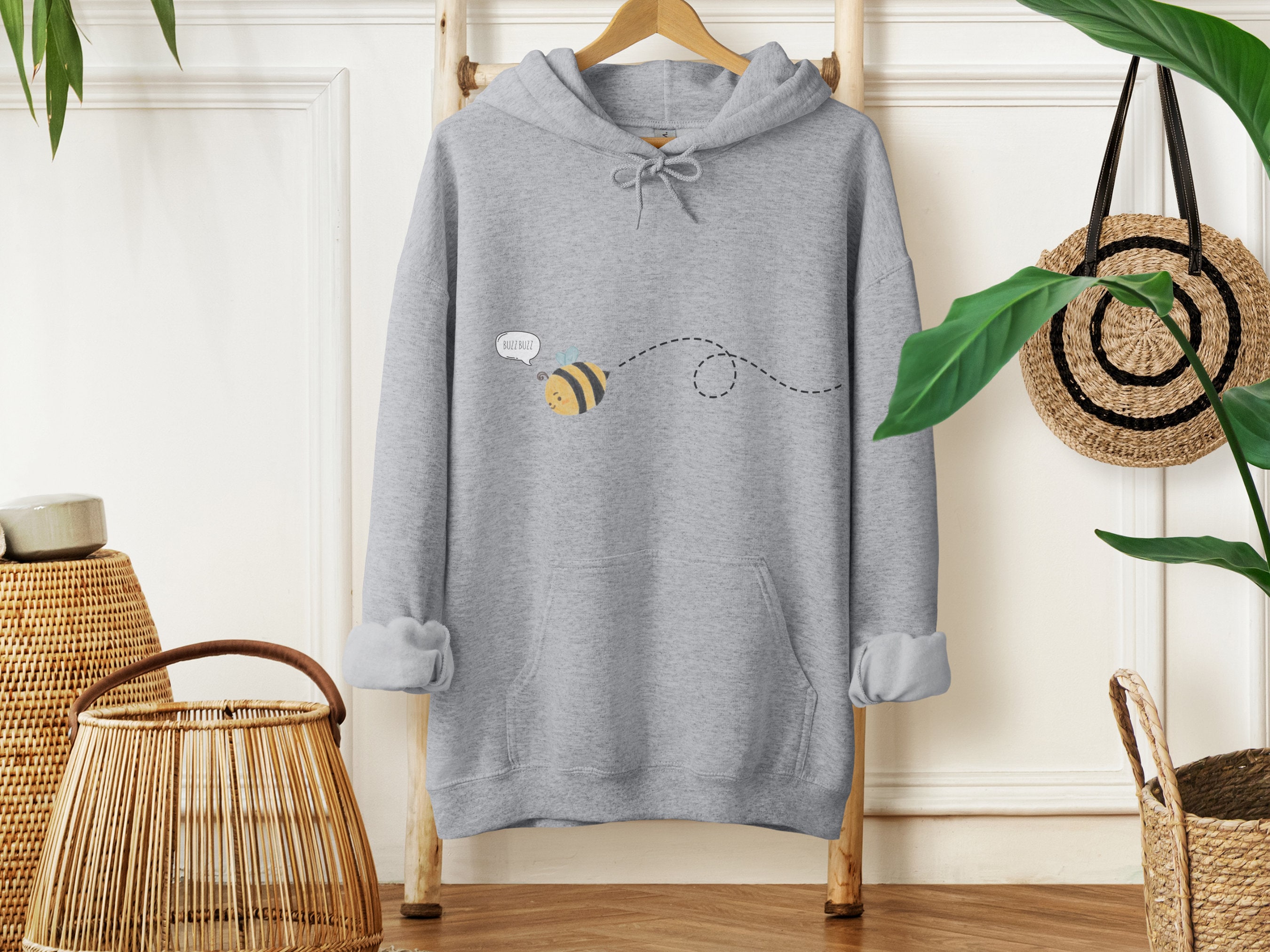 Kawaii Bee Hoodie, Cute Bee Design With Talking Bubble 'buzz Buzz', Adorable Insect Sweatshirt ...