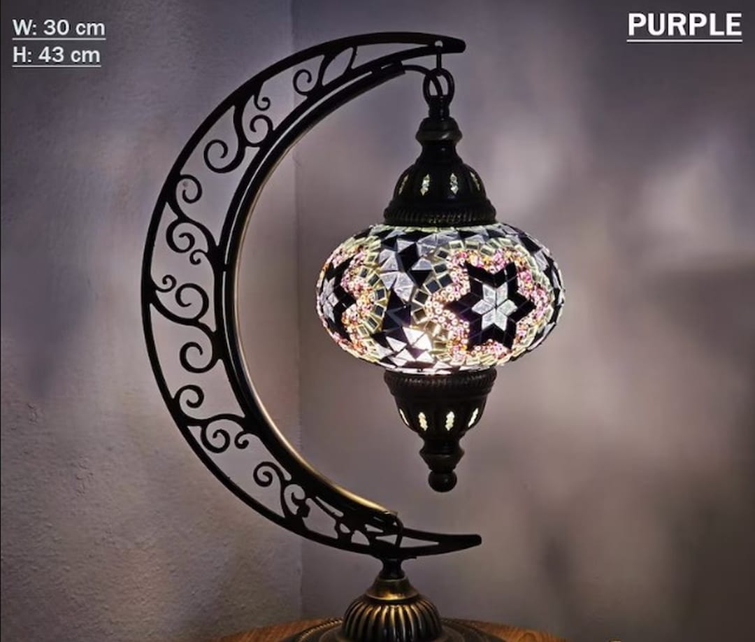 Moon Glass Arc Table Lamp, Moon Table Lamp, Desk Lamp - Etsy