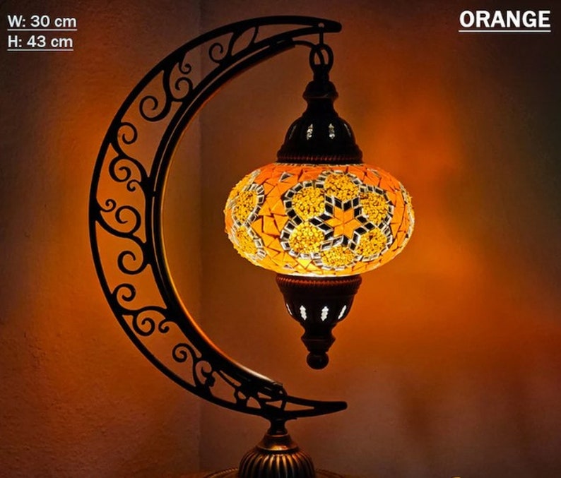 Moon Glass Arc Table Lamp, Moon Table Lamp, Desk Lamp - Etsy