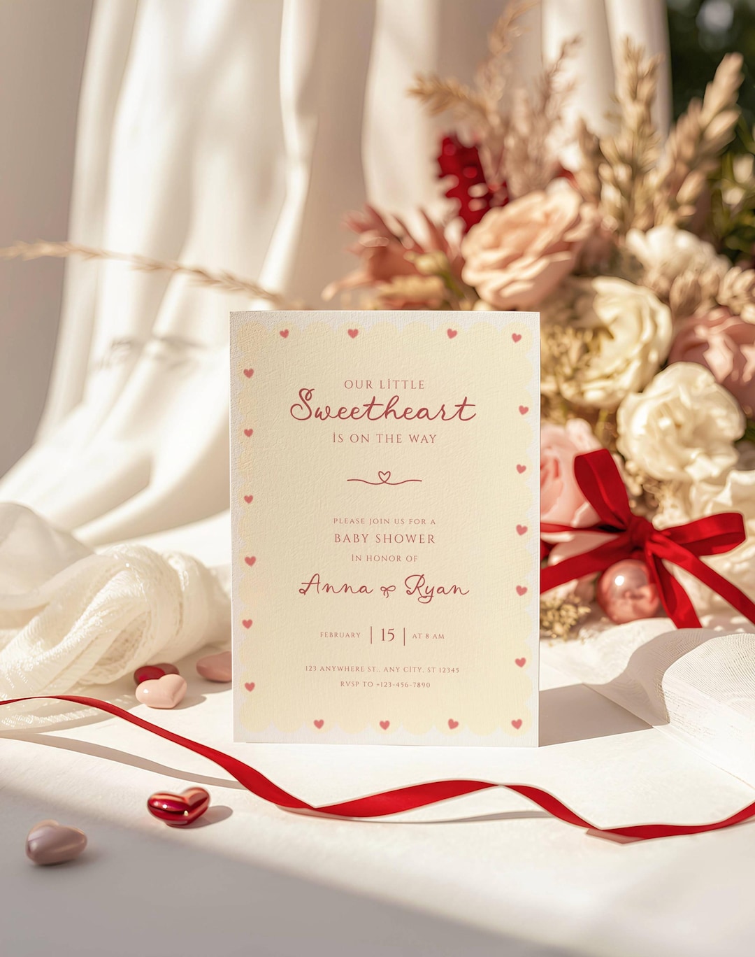 A Little Sweetheart is on the Way Baby Shower Invitation Template ...