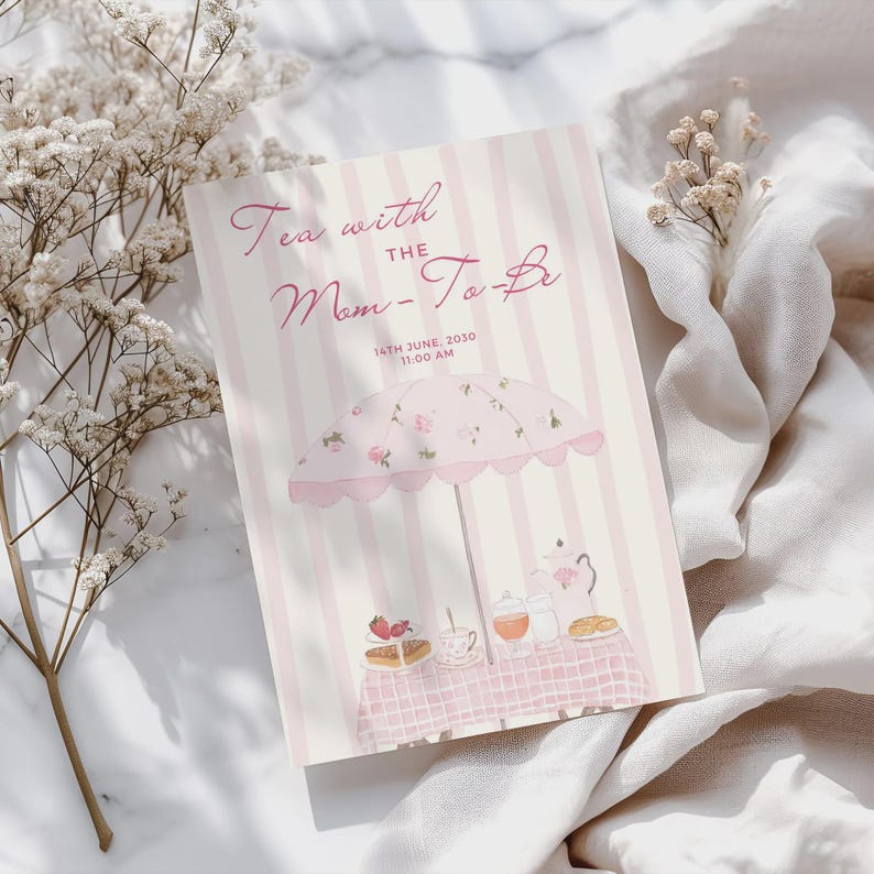 Floral Tea Party Baby Shower Invitation: Editable Canva Template ...