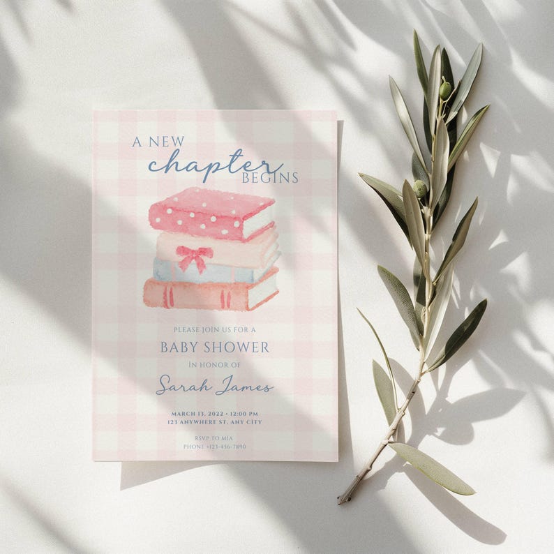 A New Chapter Begins Baby Shower Invitation Bundle Template Editable ...