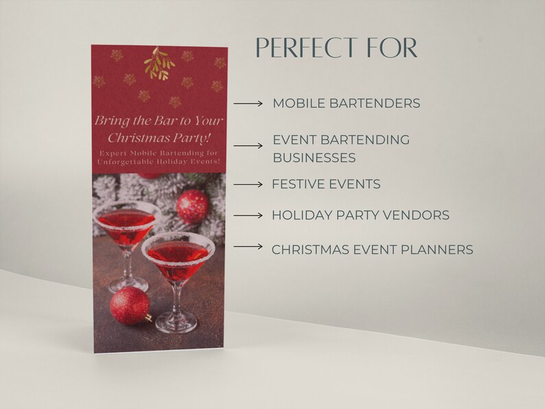 Christmas Mobile Bar Trifold Brochure Template Editable Festive Holiday ...