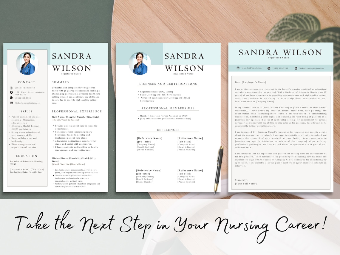 Nursing Resume Template for Word Canva Template Nurse Resume ATS Resume ...