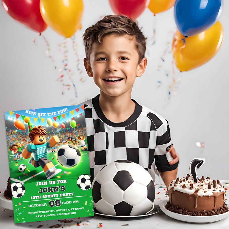 Soccer Birthday Invitation for Boys, Soccer Birthday Invitation, Sports ...