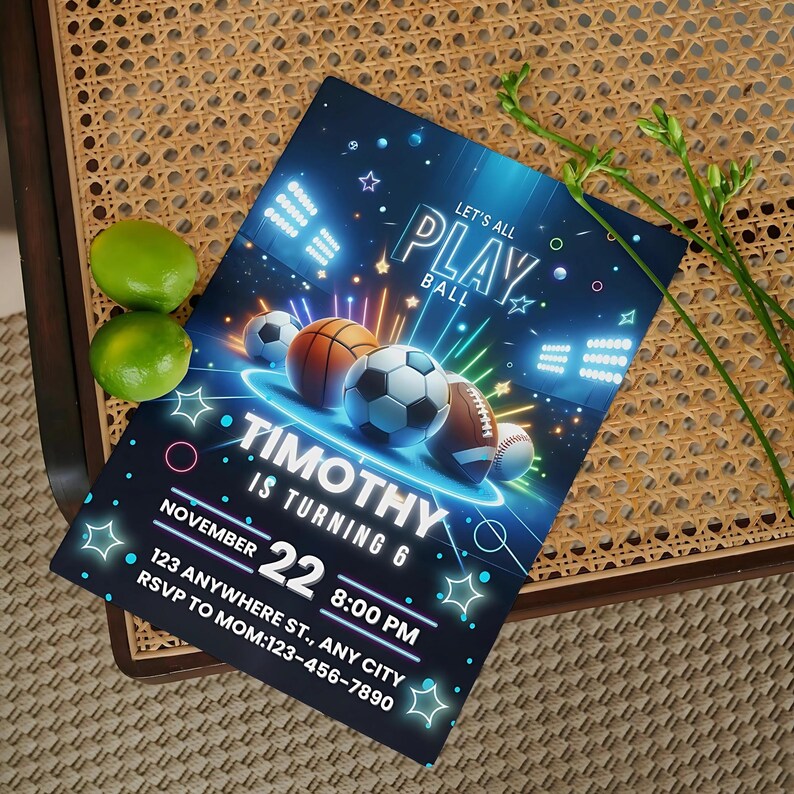 Editable Sports Birthday Party Invitation for Boys Sports Birthday ...
