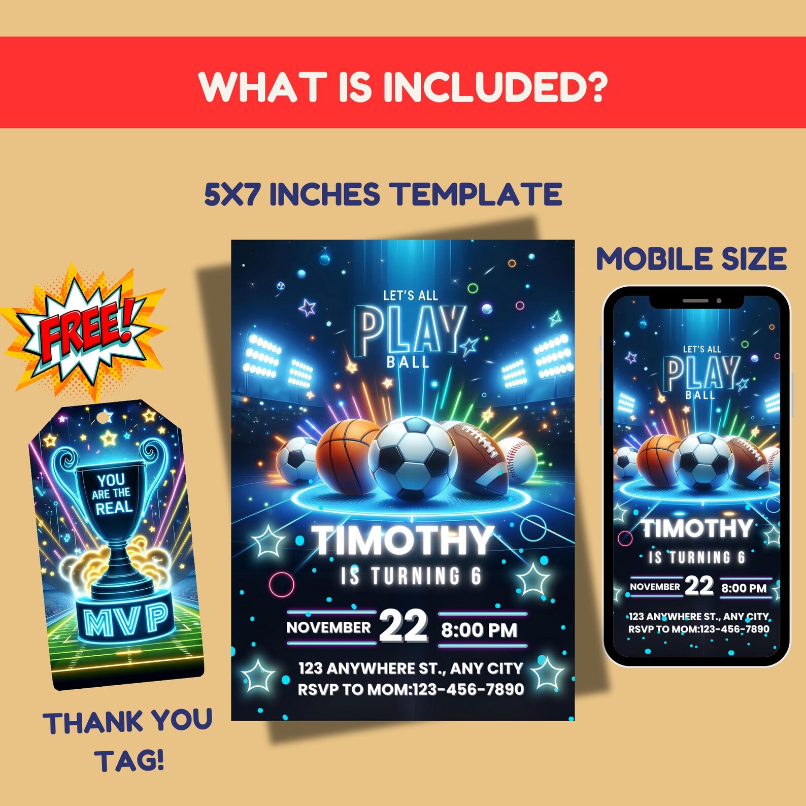 Editable Sports Birthday Party Invitation for Boys Sports Birthday ...