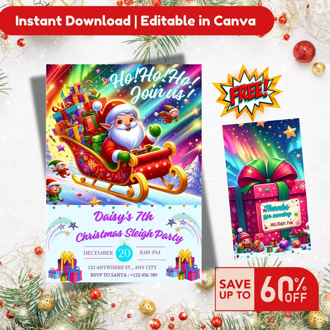 Editable Christmas Santa Invitation for Kids Christmas Invitation ...