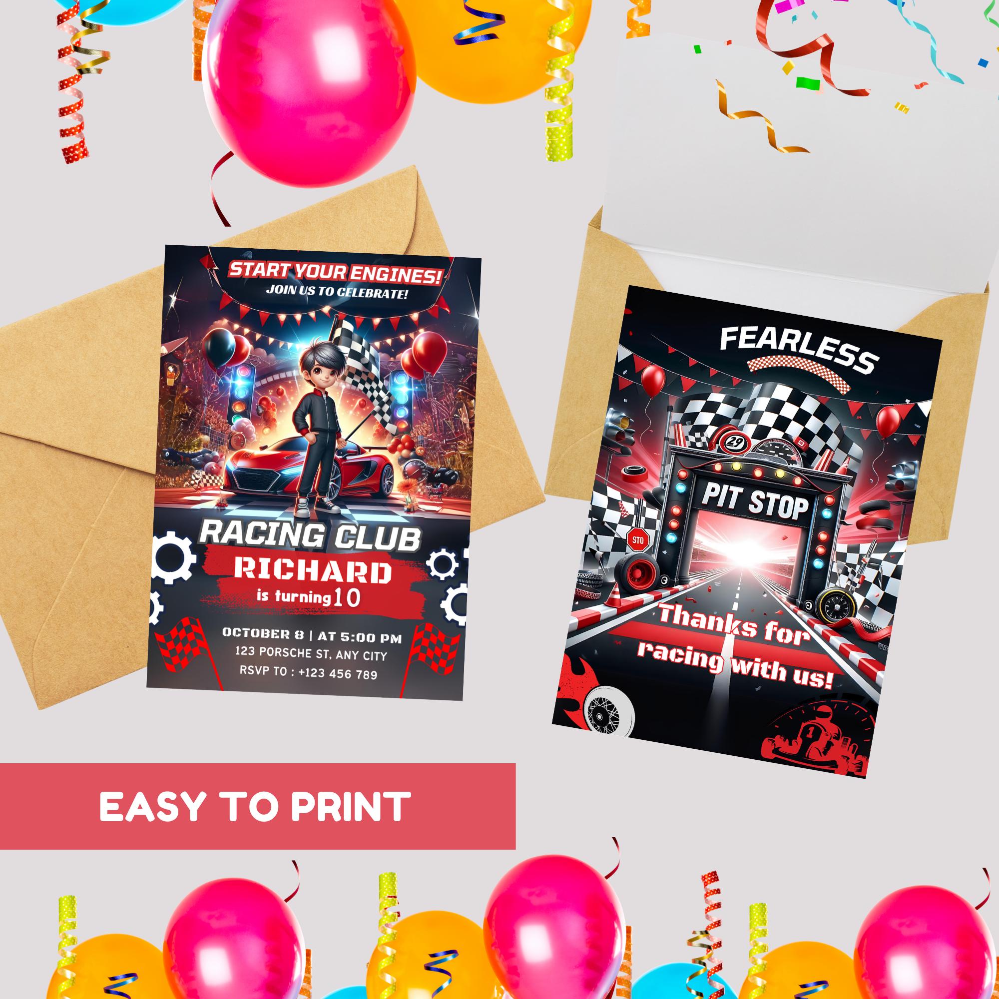 Editable Race Car Birthday Invitation| Car Birthday Invitation Digital ...